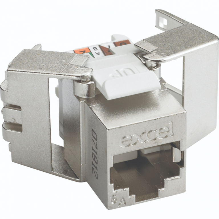 Excel Cat6A FTP Screened Low Profile Keystone Jack Toolless Silver ...