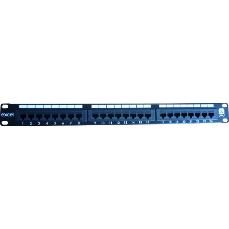 Excel Cat6 24 Port Unscreened Patch Panel 1U LSA Punch Down Cable ...