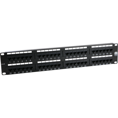 Excel Cat5e 48 Port Unscreened Patch Panel 2U LSA Punch Down Black - Industrial Network Cable ...