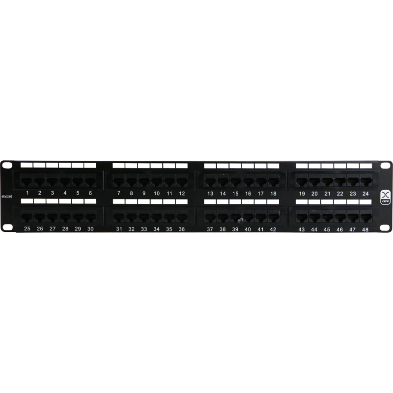 Excel Cat5e 48 Port Unscreened Patch Panel 2U LSA Punch Down Black - Industrial Network Cable ...