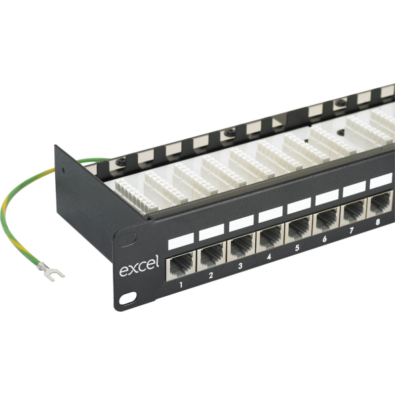 Excel Cat5e 24 Port Screened Patch Panel 1U LSA Punch Down Black ...