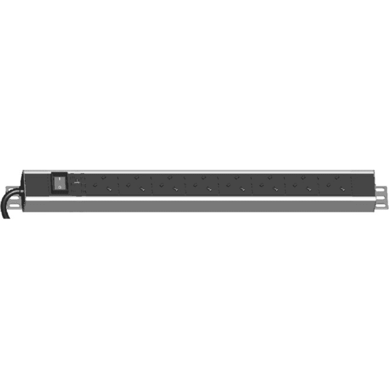 Excel 6 Way Horiz PDU 6x UK Socket C14 Plug Switched - Industrial ...