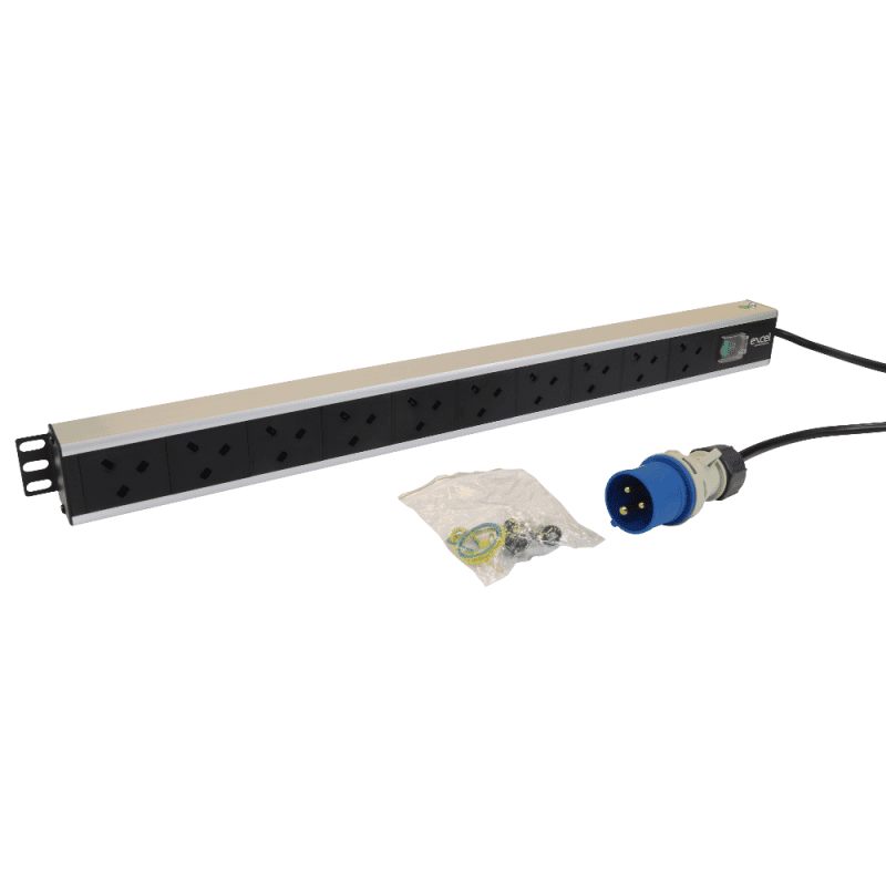 Excel 10 Way Vert PDU 10x UK Socket 16A IEC 60309 Plug Switched ...
